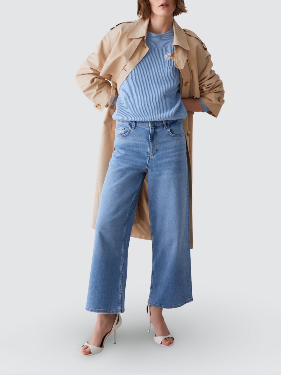 LIU JO Liu Jo Cropped Wide-Leg Jeans in Stretch Denim
